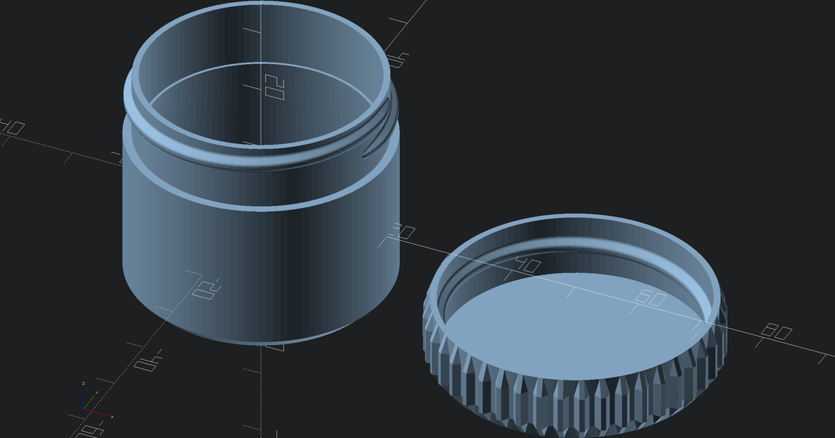 Parametric container with threaded lid (OpenSCAD) por vaxxi | Descargar ...