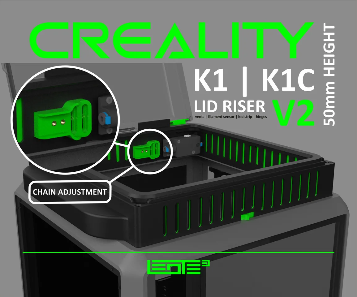 CREALITY K1+K1C LID RISER V2 [50mm height] by LEOTE [approach ...
