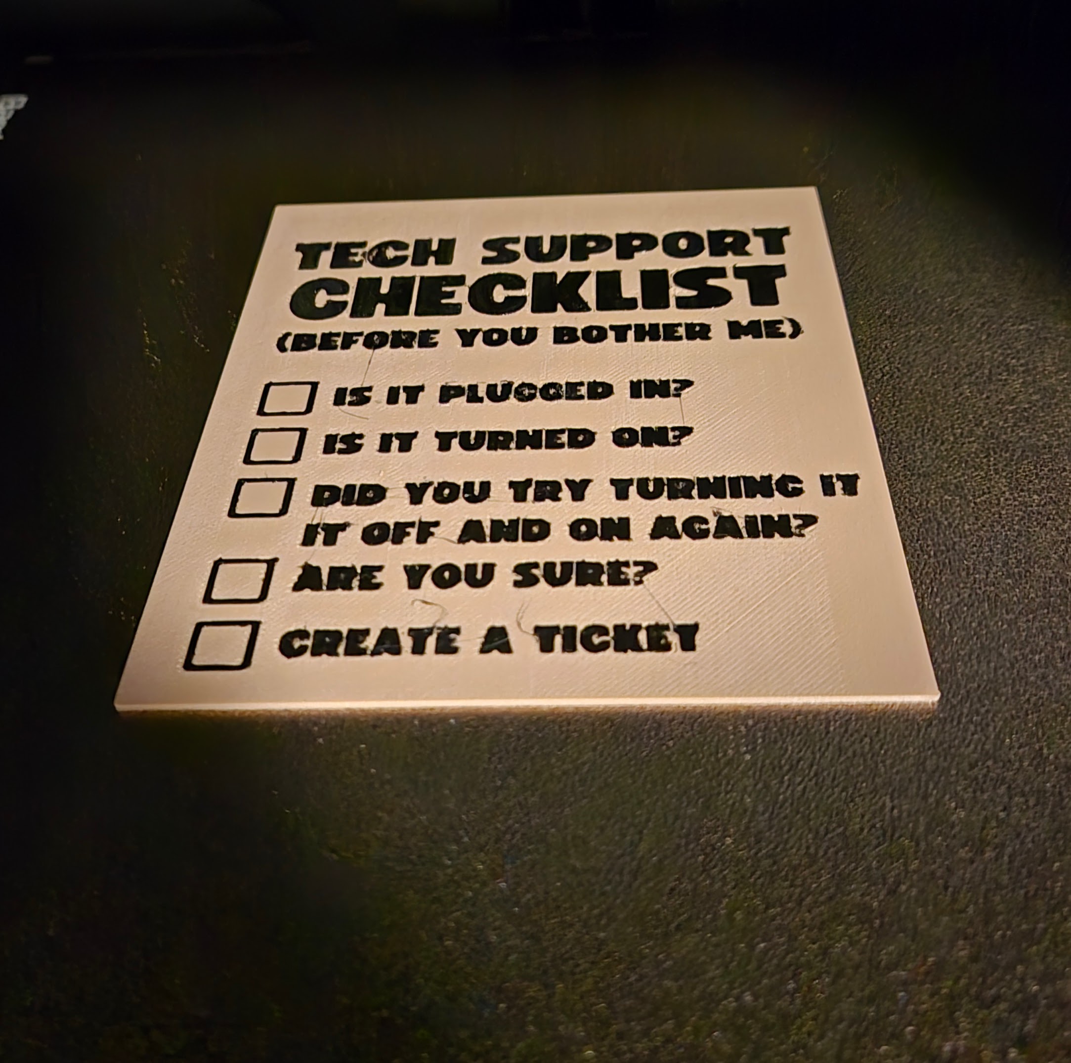 Tech Support Checklist Sign by Lowery23 | Download free STL model ...