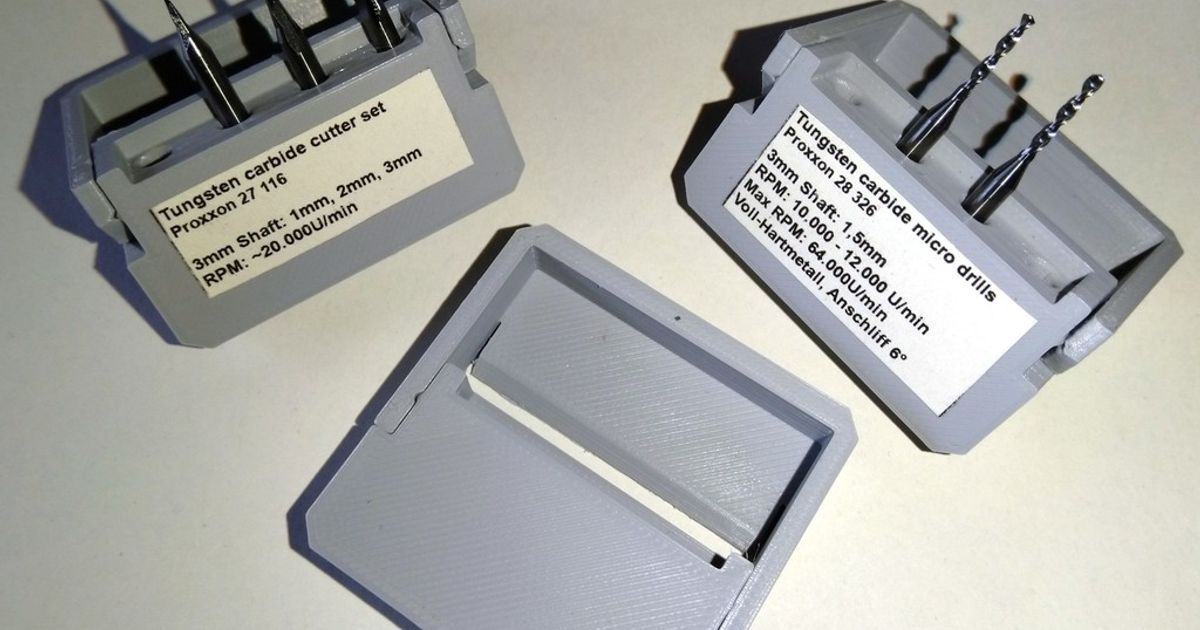 Endmill Tool Box for Proxxon MF70 / Micro CNC Mill / 3mm / 1/8 shaft by ...