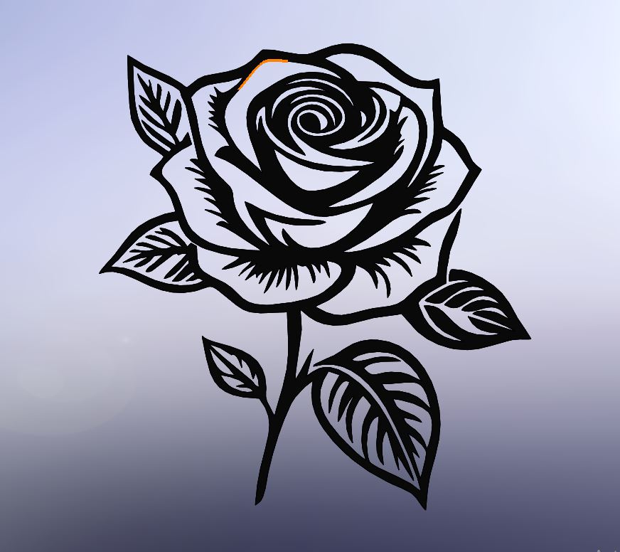 2D ART ROSE, FLOWER, LINE ART FLOWER 2, FLOWER DECOR, WALL ROSE, LINE ...