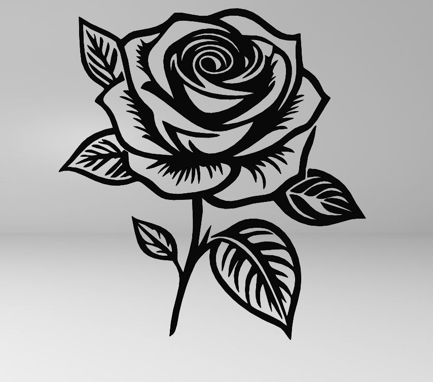 2D ART ROSE, FLOWER, LINE ART FLOWER 2, FLOWER DECOR, WALL ROSE, LINE ...