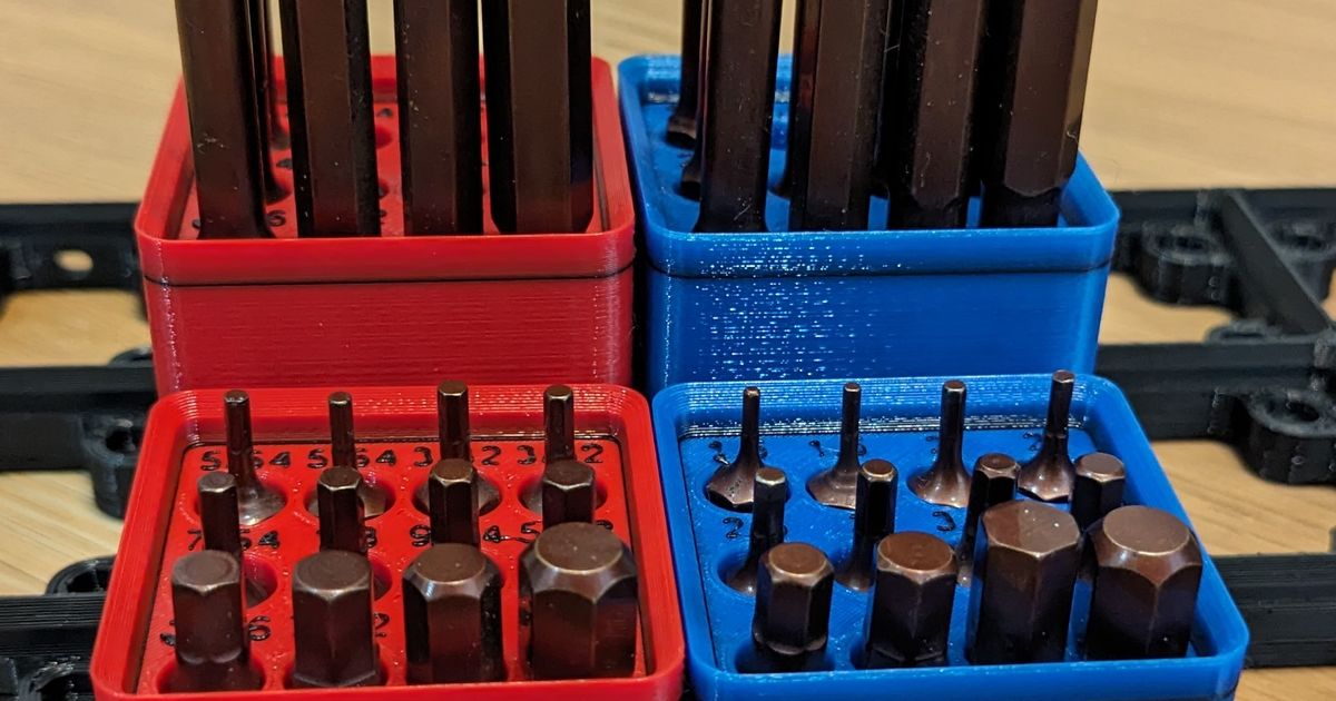 Gridfinity Embedded Magnets Labeled Bit Holder by sdwilsh | Download free STL model | Printables.com