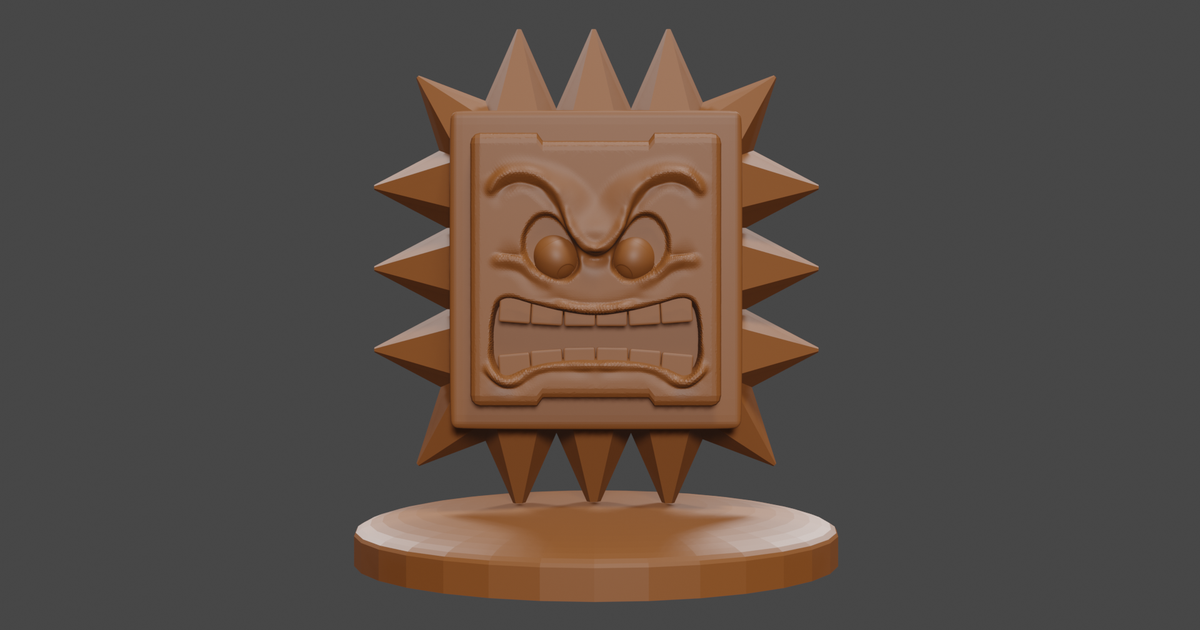 Mario inspired, Thwomp, Tabletop DnD miniature by ...