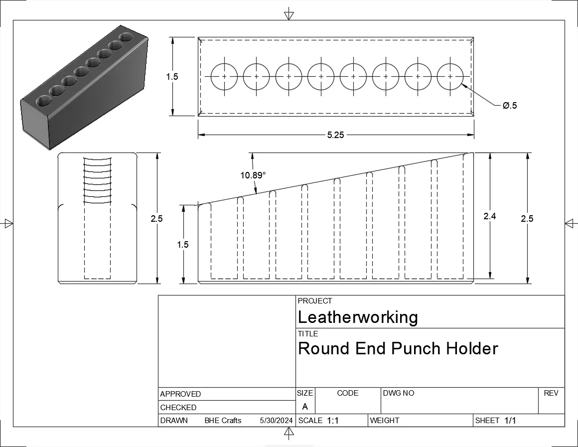 Half Round Cutter Tool Holder, Leatherworking by BHE_Crafts | Download ...