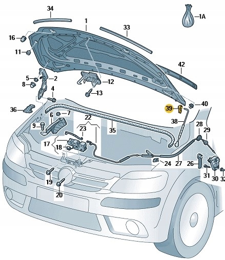 Bonnet Support Rod Bracket VAG 5M0823395A FABIA POLO GOLF ROOMSTER by ...