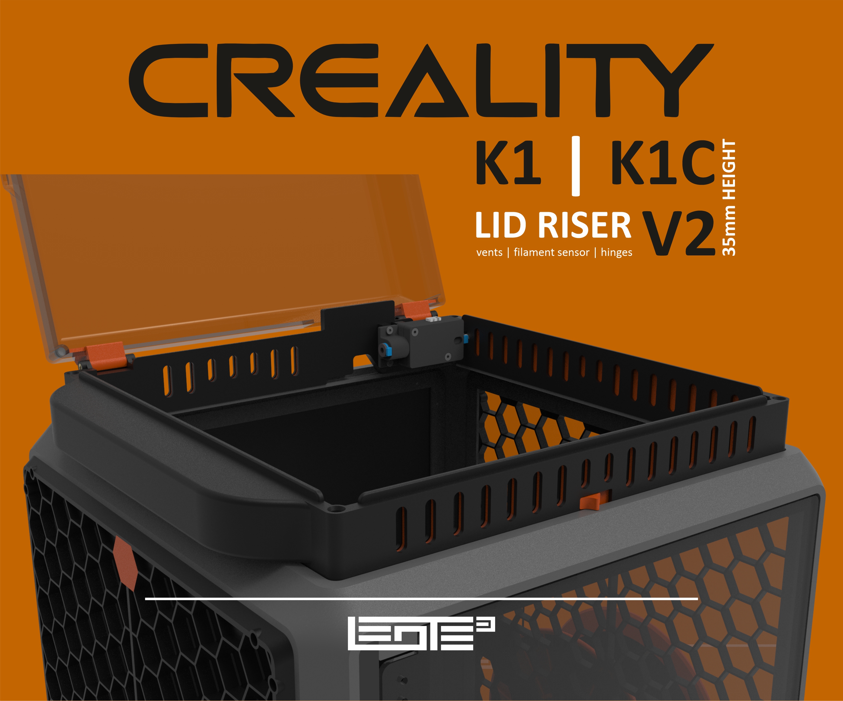 CREALITY K1+K1C LID RISER V2 (35mm height) by LEOTE3 | Download free ...