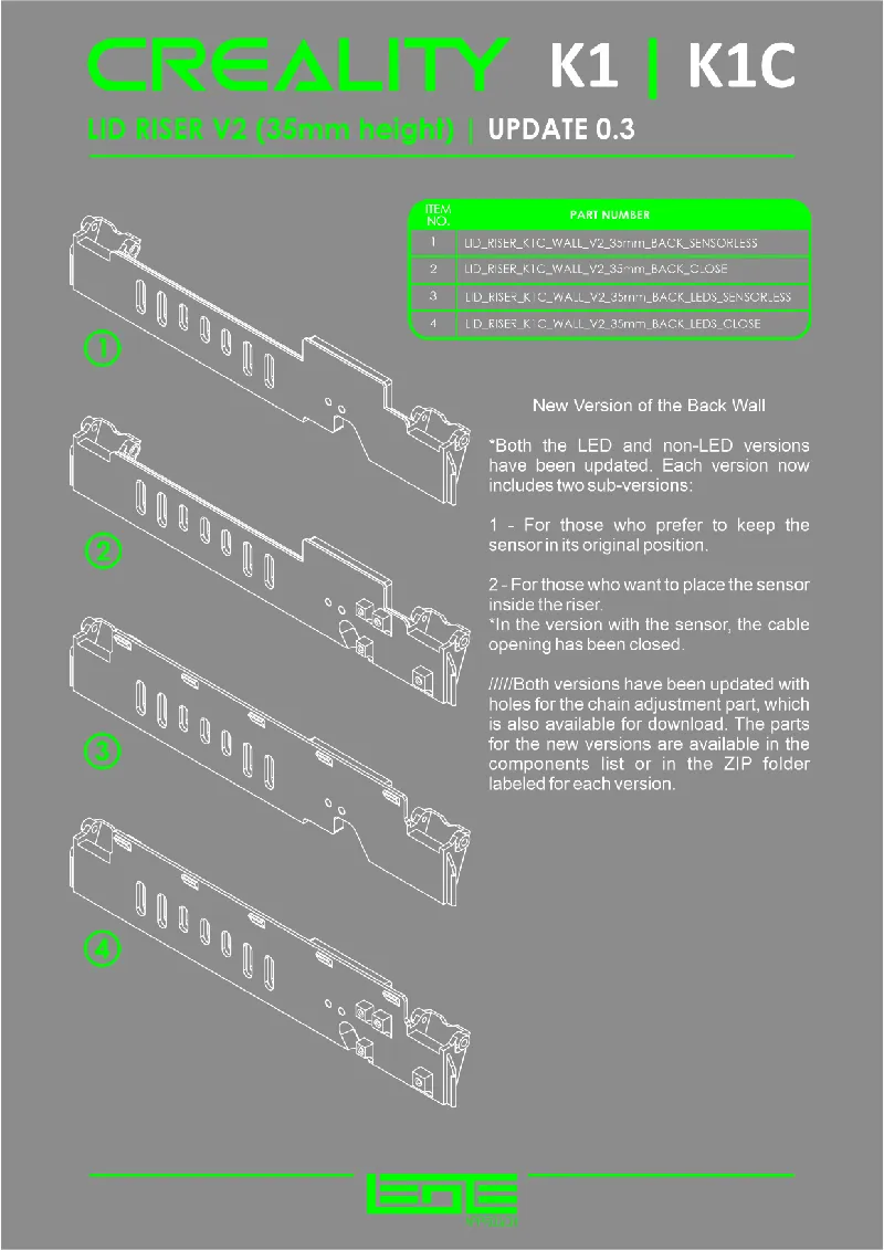 CREALITY K1 | K1C | K1SE - LID RISER V2 [WITHOUT LEDs] [35mm height] by ...