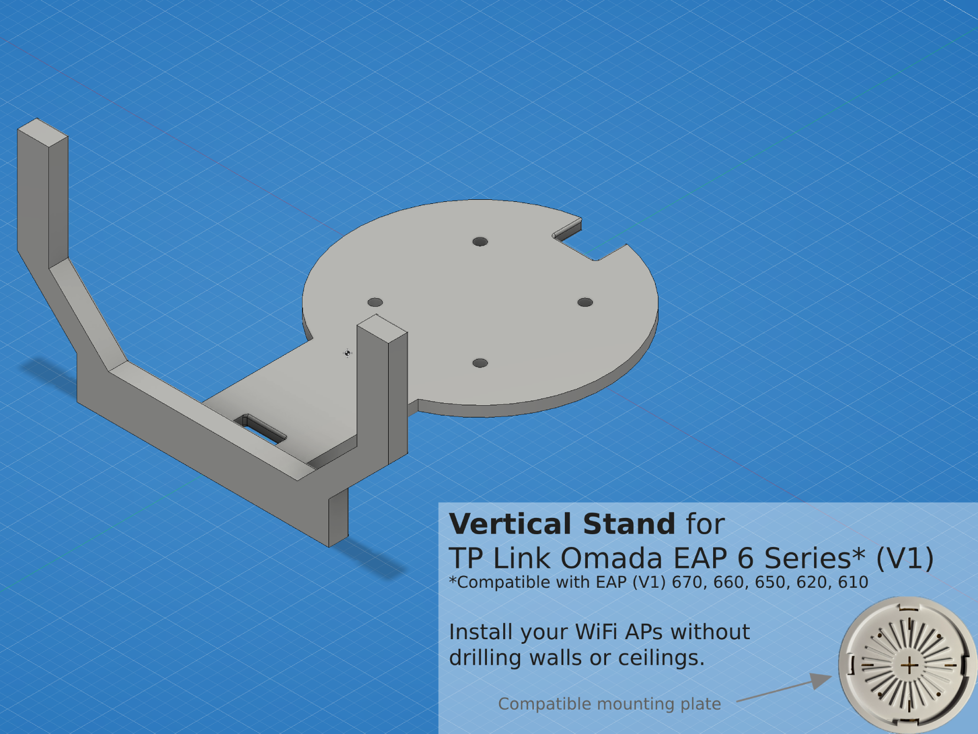 Vertical Stand for Omada EAP 6 Series (V1, EAP 670, 660, 650, 620, 610 ...