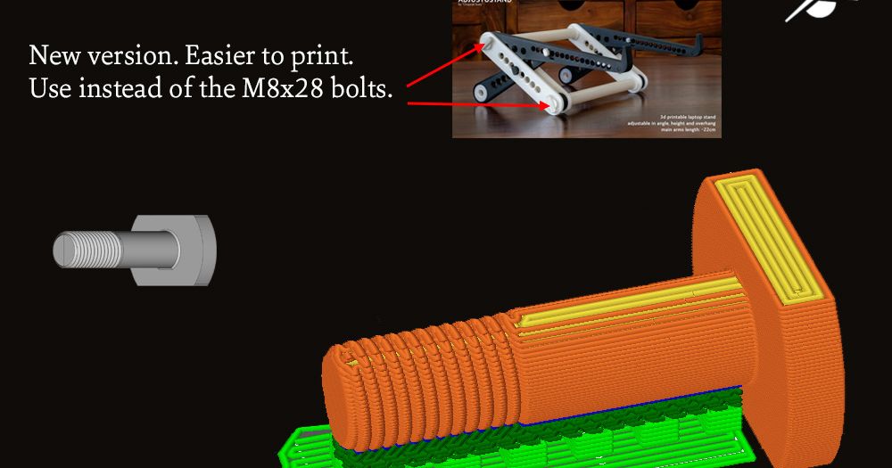 Easier to print bolt design for the Adjustostand by Chopcat Suey ...