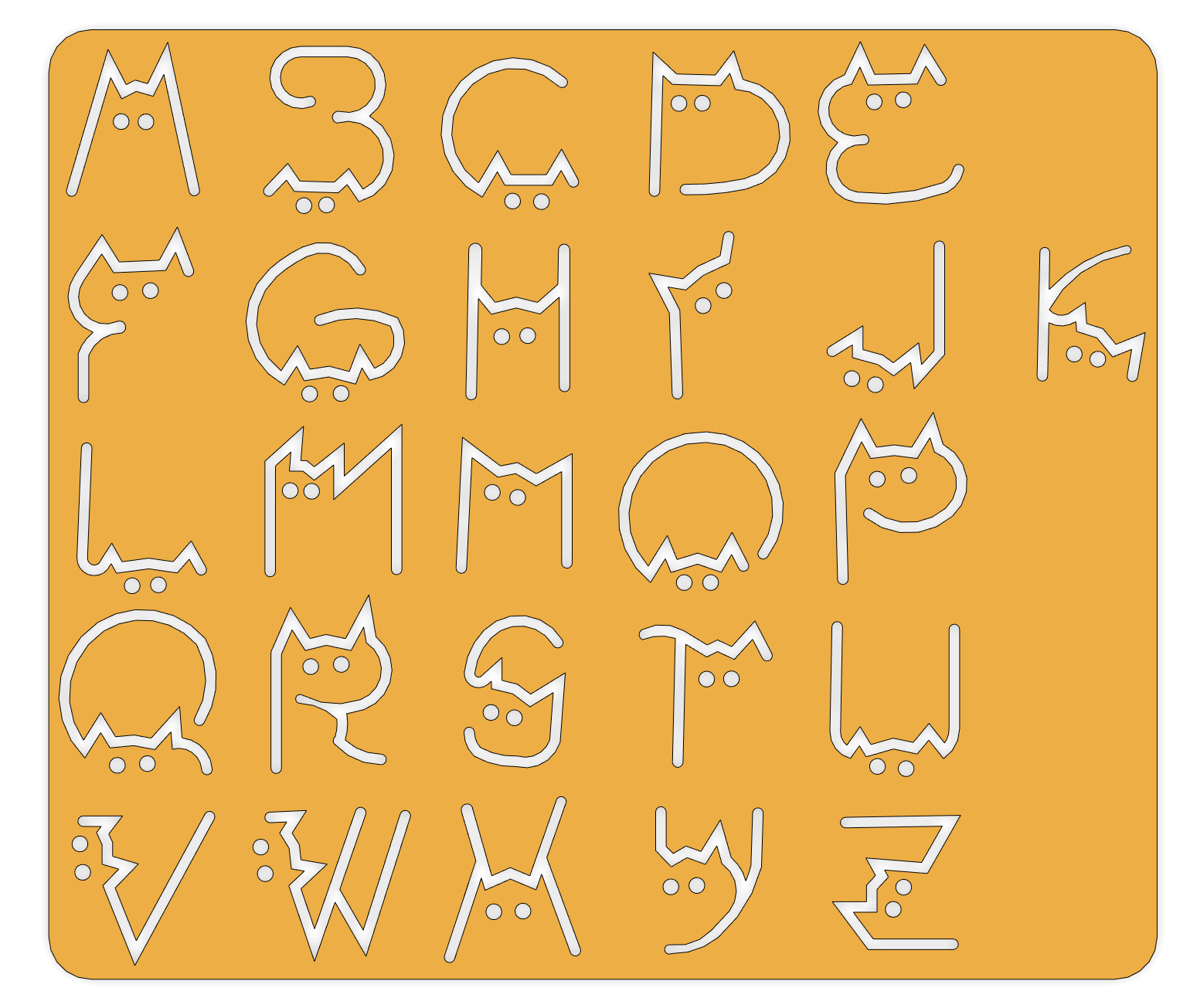 Cat Alphabet Drawing Template (fusion360) by mosselini1 | Download free ...