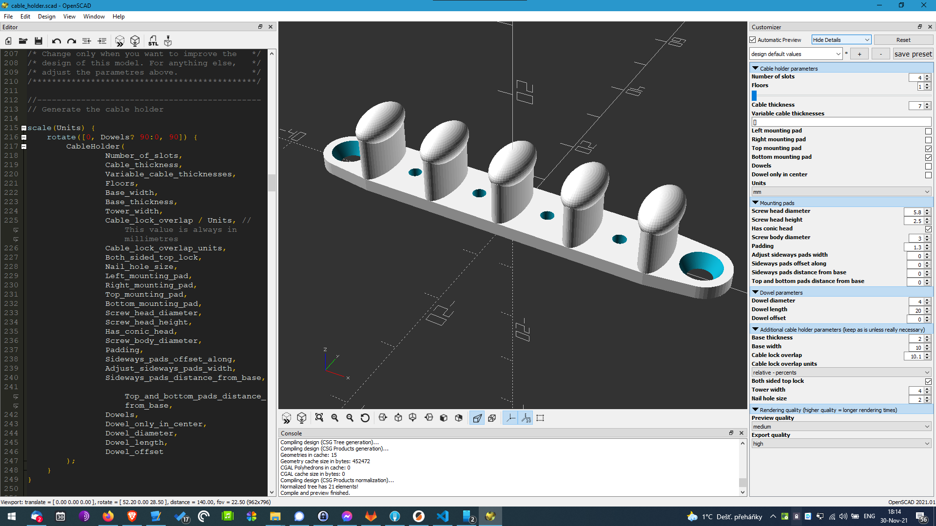 Parametrizable cable holder por Exceeder | Descargar modelo STL ...