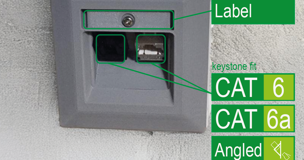 Angled keystone wall plate 2xKeystone (CAT 6, 6a) by Herr Jan ...