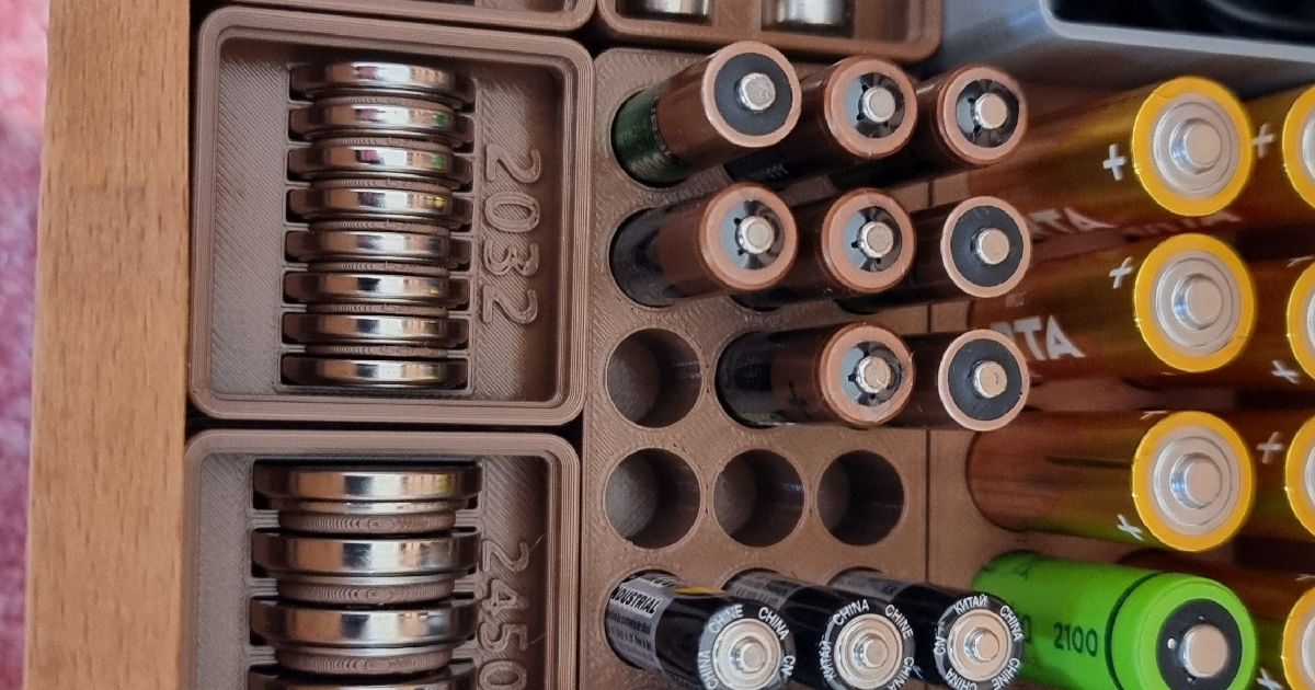 Coin cell battery boxes for Gridfinity - Named by StefanVilladsen ...