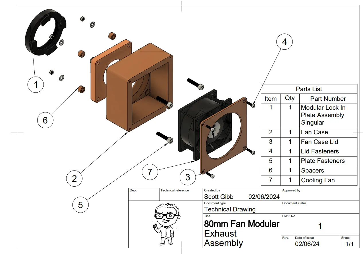 Printer Enclosure 80mm Fan Modular Exhaust by Scott Gibb | Download ...
