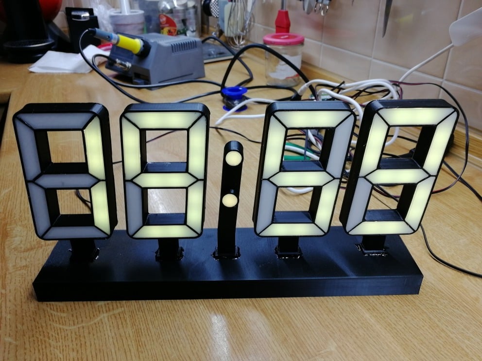 seven segment LED clock (ESP8266 + WS2812b) by Jiri Dobry | Download ...