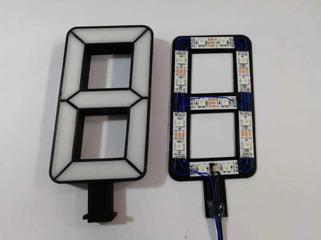seven segment LED clock (ESP8266 + WS2812b) by Jiri Dobry | Download free STL model | Printables.com