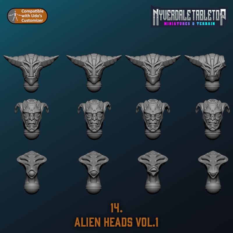 Alien Heads Volume 1 by Nyverdale Tabletop | Download free STL model ...