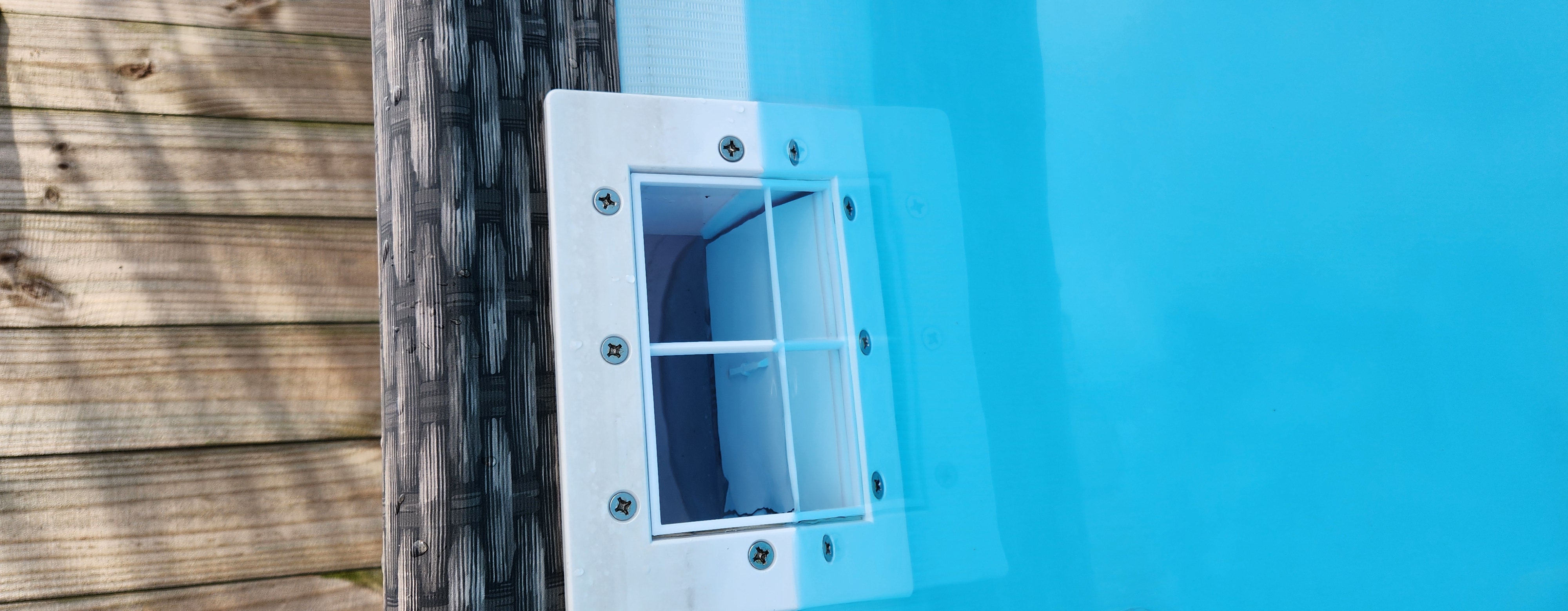 Skimmer Guard for above ground pool with SunSolar Through Wall Skimmer ...