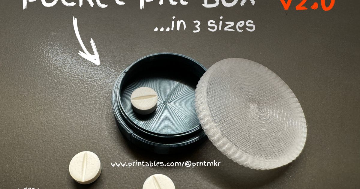 Pocket Pill Box V2.0 | S/M/L size! by Prntmkr | Always a good print ...