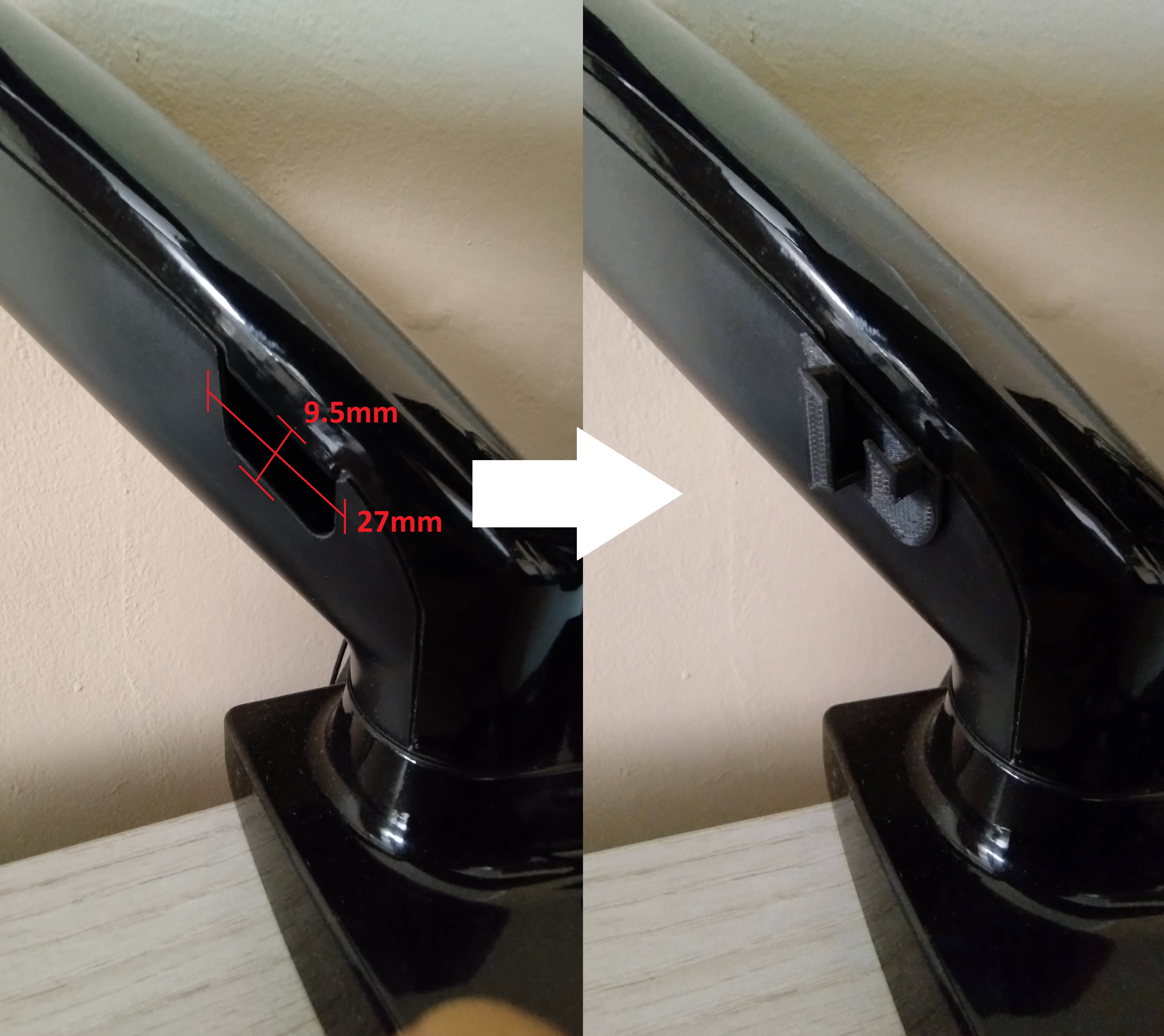 Monitor arm support cable clip by Allex Rodrigues | Download free STL ...