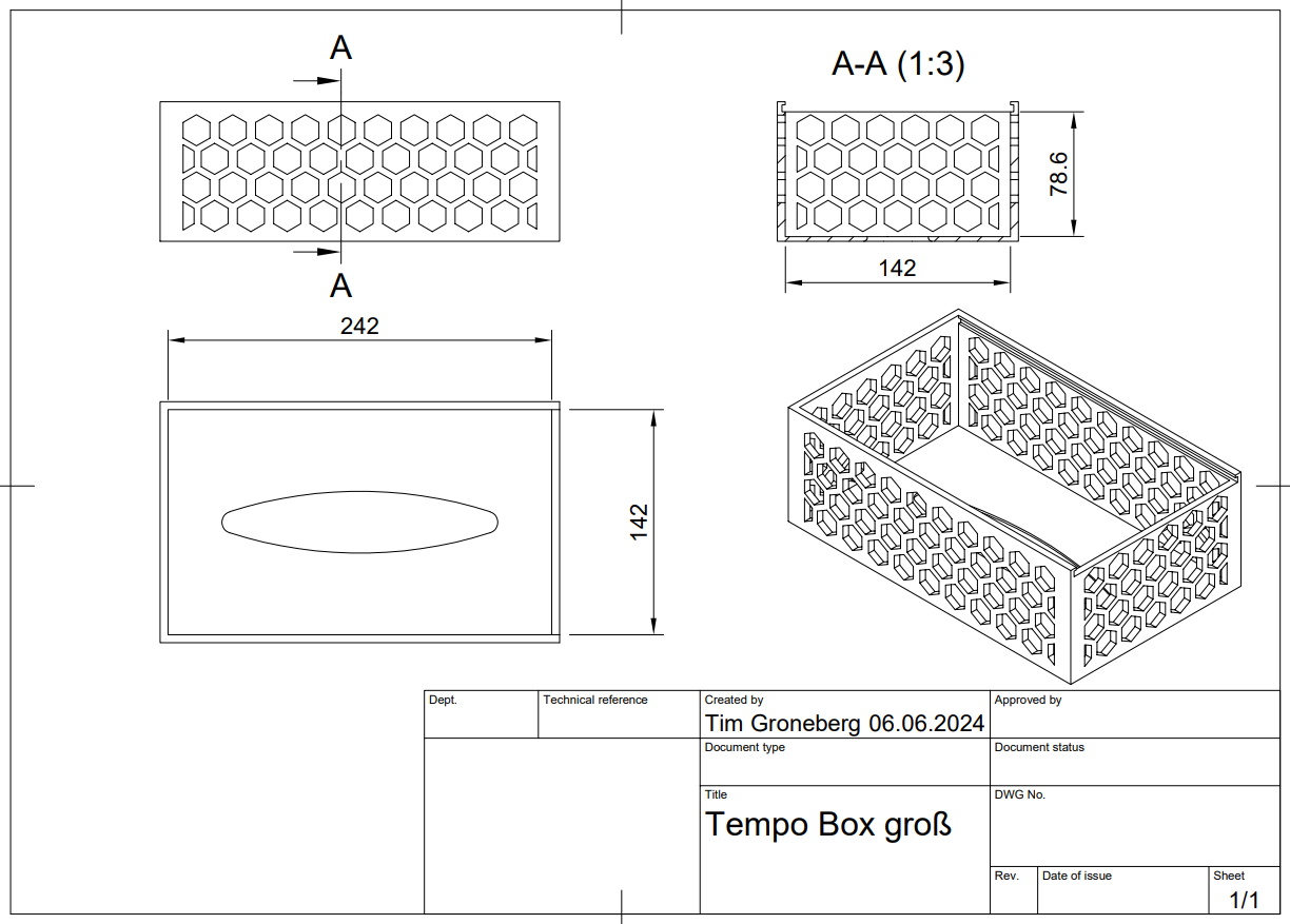 Tissue / Tempo Box for size 242x142x78,6 by Gronesberger Pils ...
