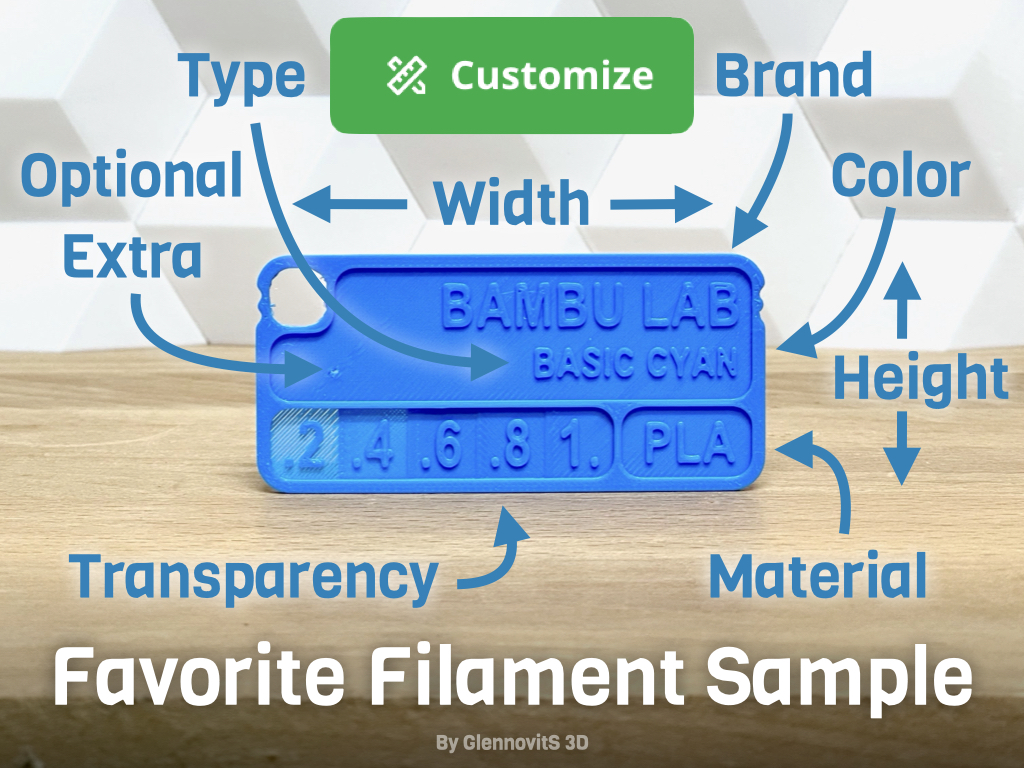 Favorite Filament Sample (Customize color swatch) by GlennovitS 3D ...