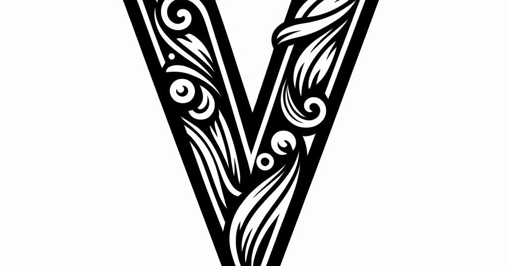 Frottage creation: letter V (version 4) by Nina Máčová | Download free ...