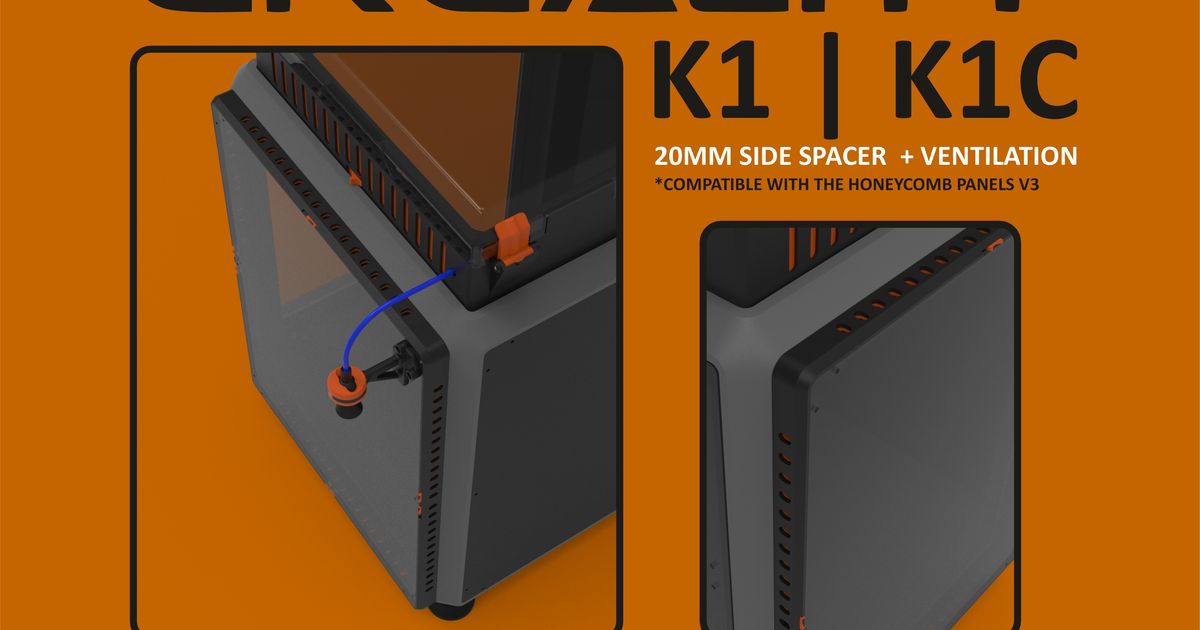 CREALITY K1C | K1 20mm SIDE SPACER + VENTILATION (compatible with the ...