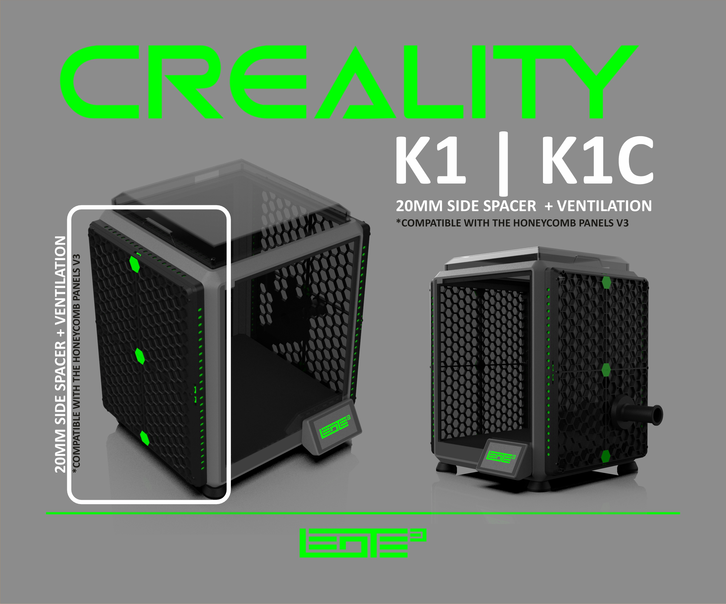 CREALITY K1C | K1 20mm SIDE SPACER + VENTILATION (compatible with the ...
