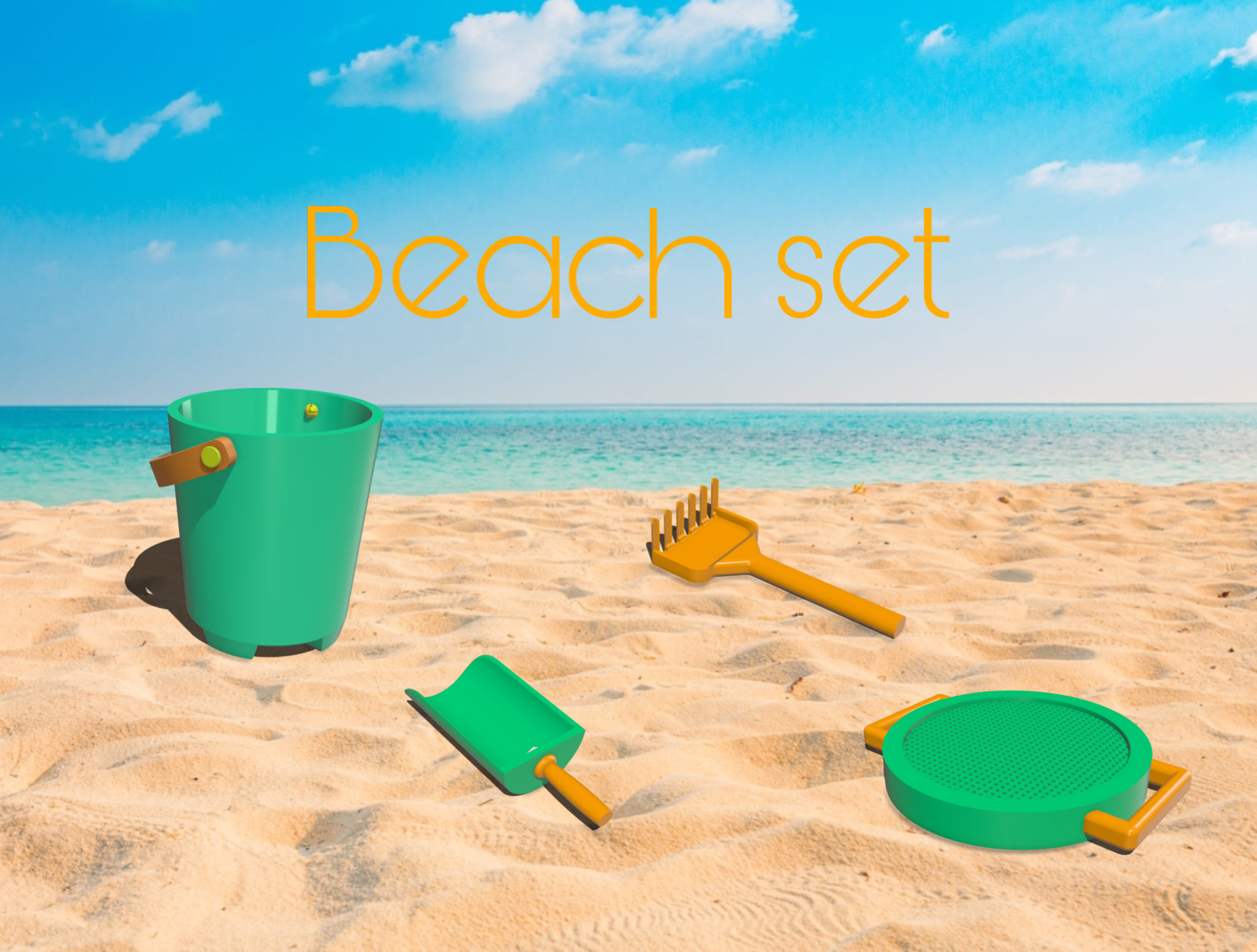 Beach Set -bucket,sieve,shovel,rake by Gennaro Natriello | Download ...