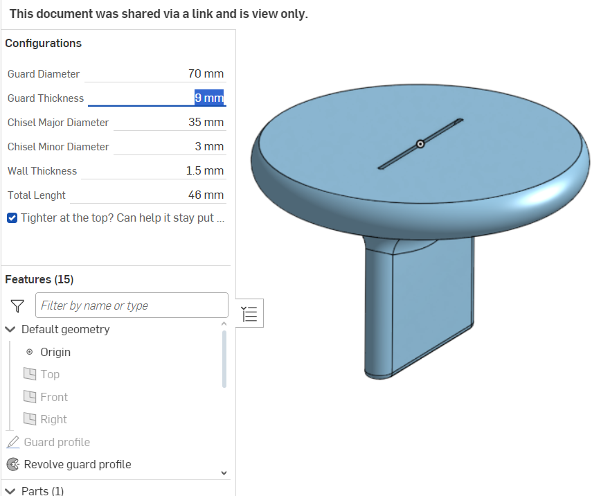 Masonry chisel handguard (customizable) by Dojan | Download free STL ...