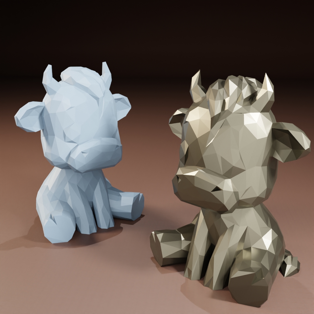 Low Poly Cartoon Cow by Maker81 | Download free STL model | Printables.com