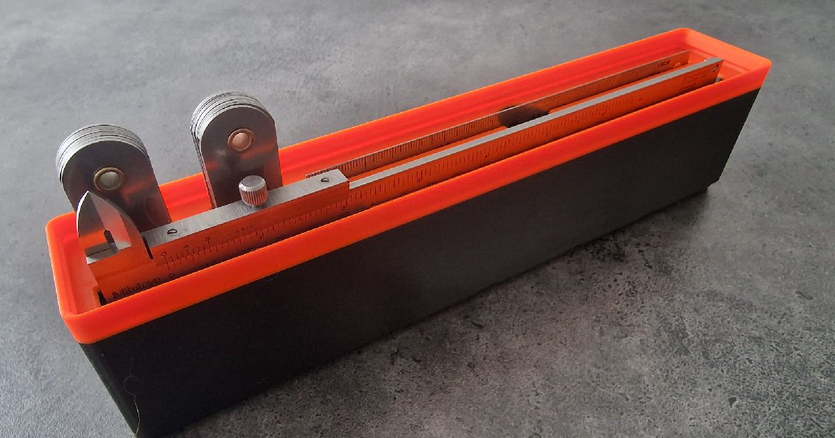 Gridfinity Mitutoyo analog Caliper holder + ruler + radius gauges 1x6x8 ...