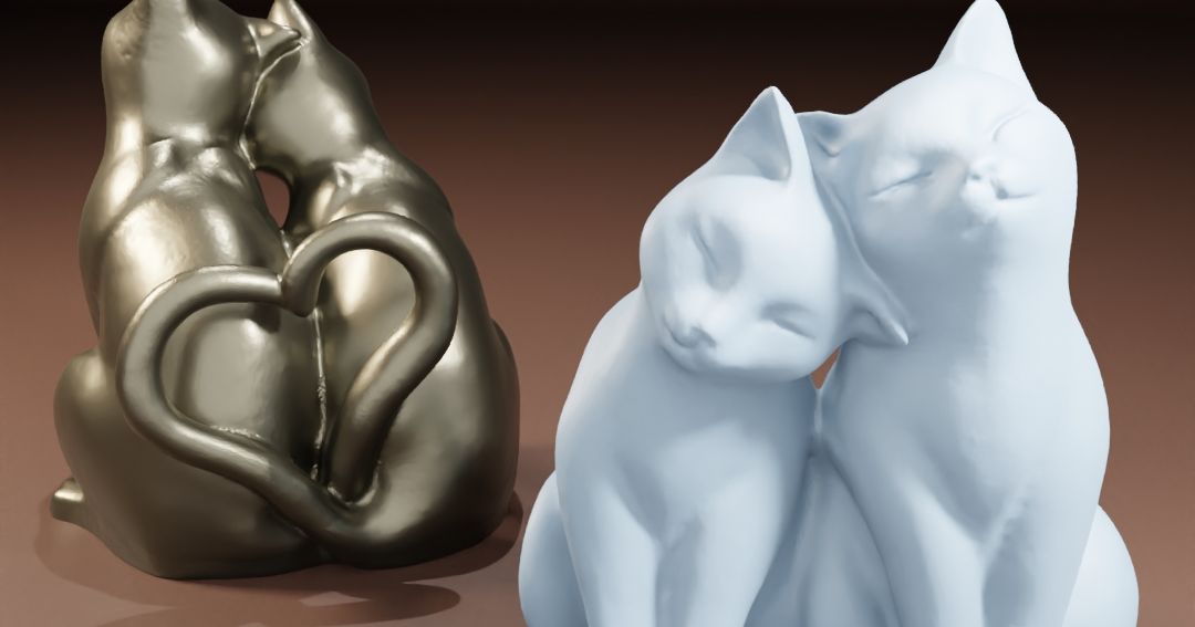 Smooth and Low Poly Cats with "heart tails" by Maker81 | Download free ...