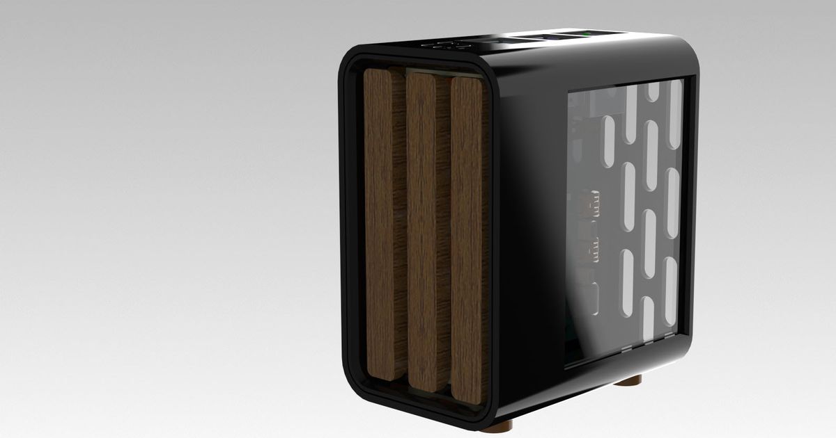 Tiny PC raspberry Pi 5 case with wooden front by TechX | Download free ...