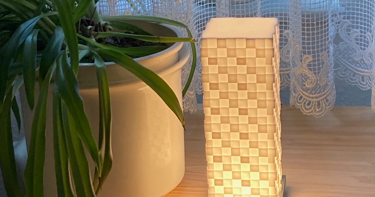 Lamp #57 - Square Block lamp shade adapted to Bambu Lamp Kit 001 Base ...