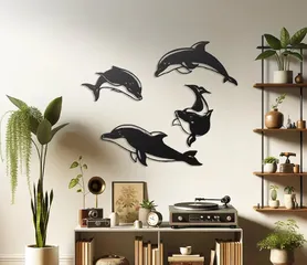 dolphins and waves wall art frame by Michael B. | Download free STL ...