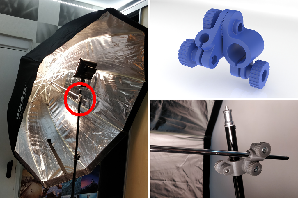 Softbox/Reflector Mount with Angle Adjustment (16mm + 8mm Tube Coupler ...