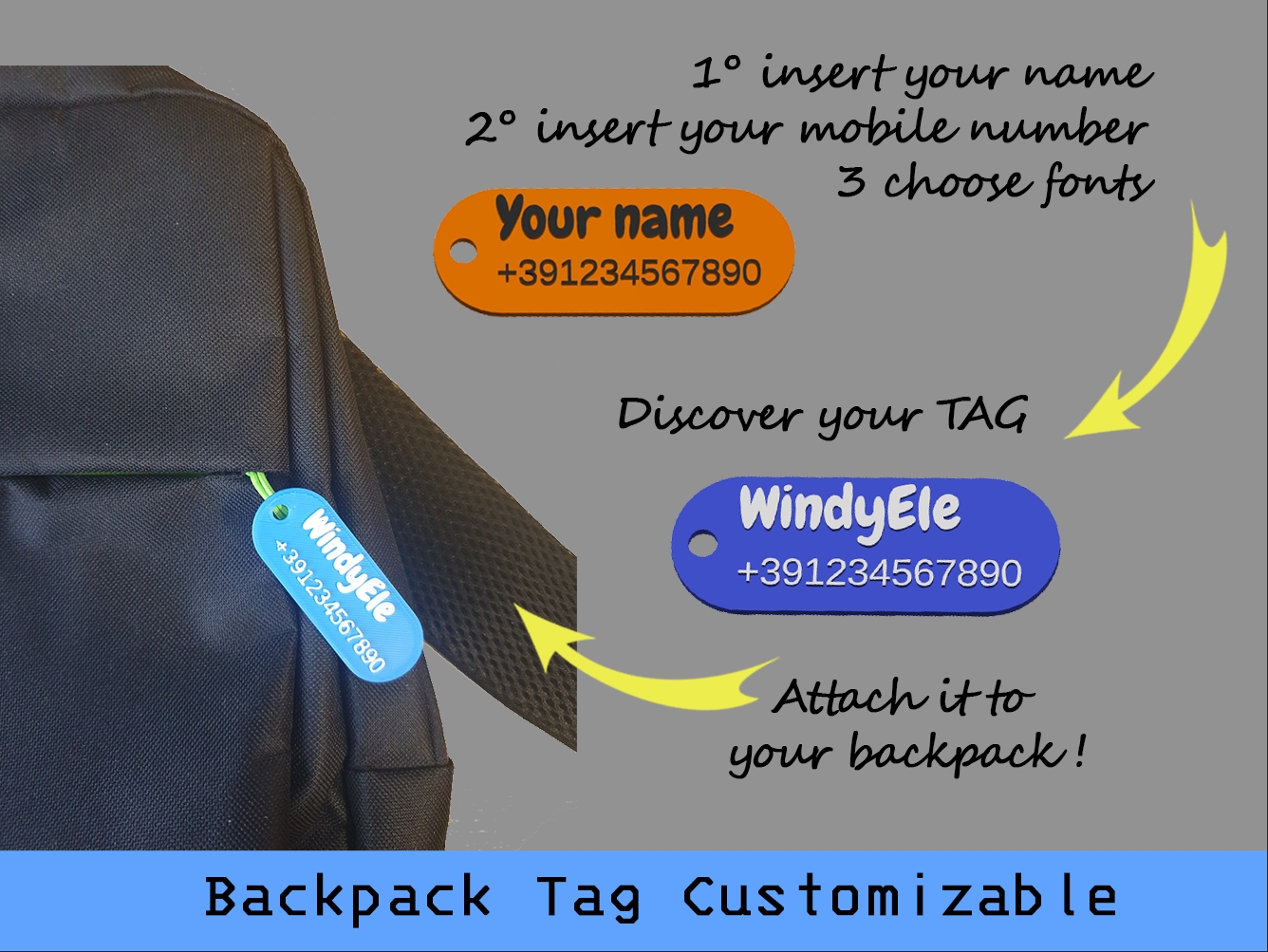 Backpack tag customizable (openscad) by WindyEle | Download free STL ...