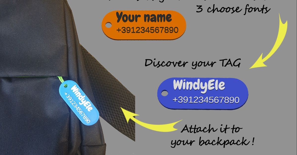 Backpack tag customizable (openscad) by WindyEle | Download free STL ...