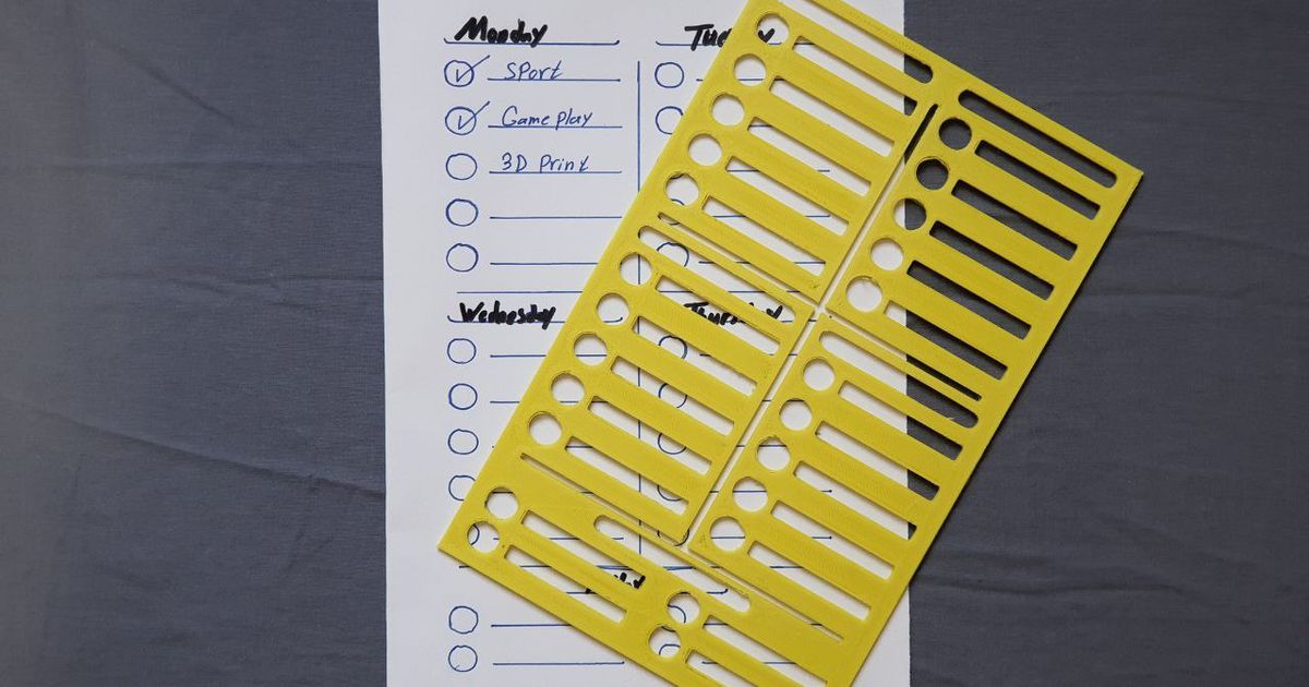 Template list to do Notes ( workdays ) by A3J Print | Download free STL ...