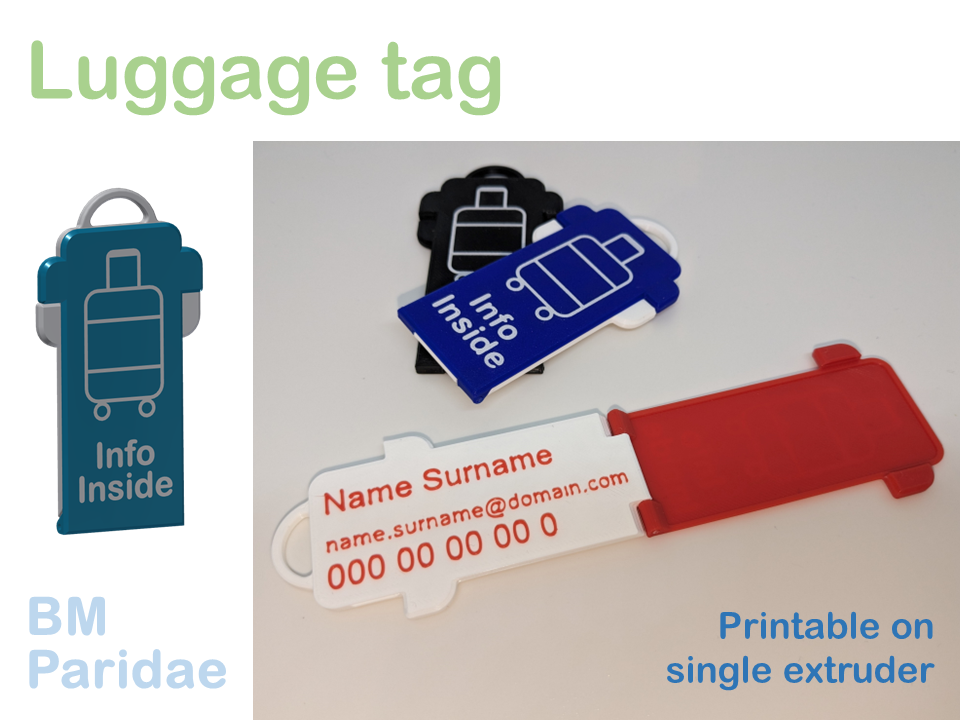 Customizable Luggage or Bagback tag by BM Paridae | Download free STL ...