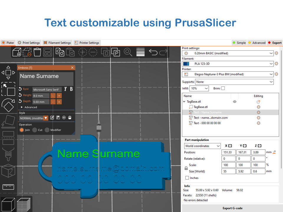 Customizable Luggage or Bagback tag by BM Paridae | Download free STL ...