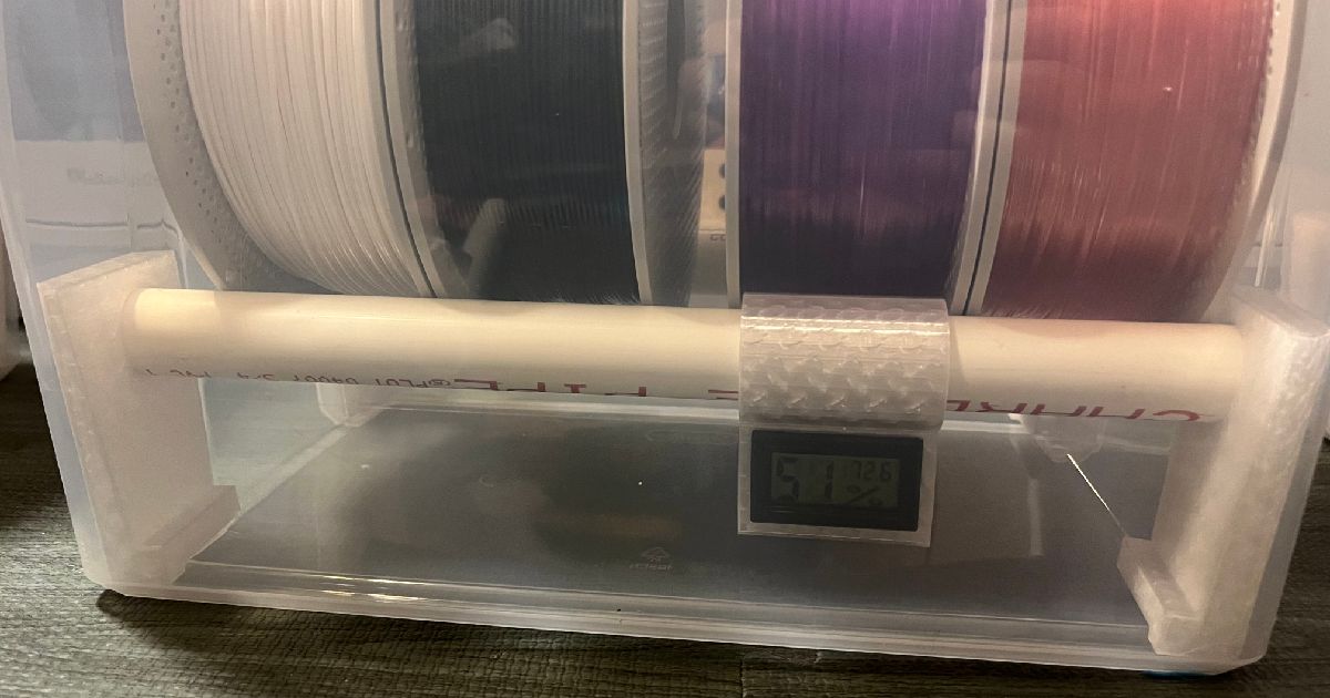 Filament Spool Holder Sterilite 20Qt - 3/4 inch PVC w/Hygrometer Mount ...