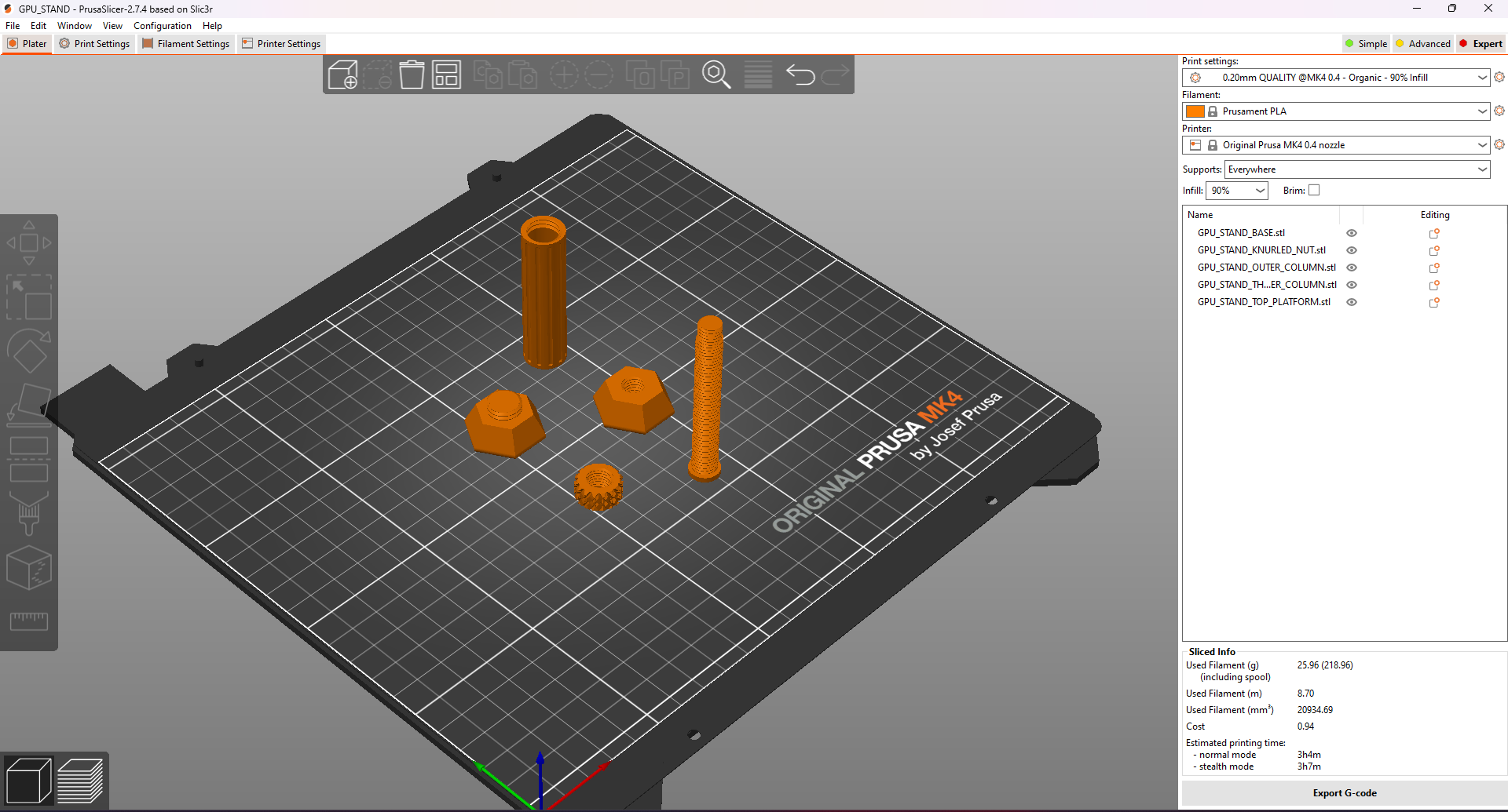 Adjustable GPU Support Column by actualSIZE | Download free STL model ...