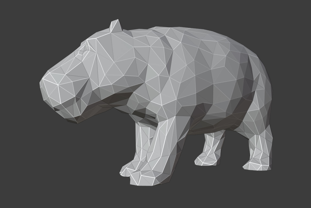Hippo Mesh And Low Poly Figure by magann | Download free STL model ...