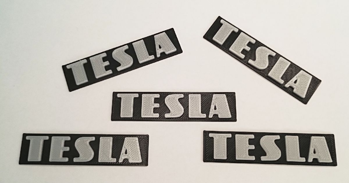 TESLA Label by Zbyněk Král | Download free STL model | Printables.com