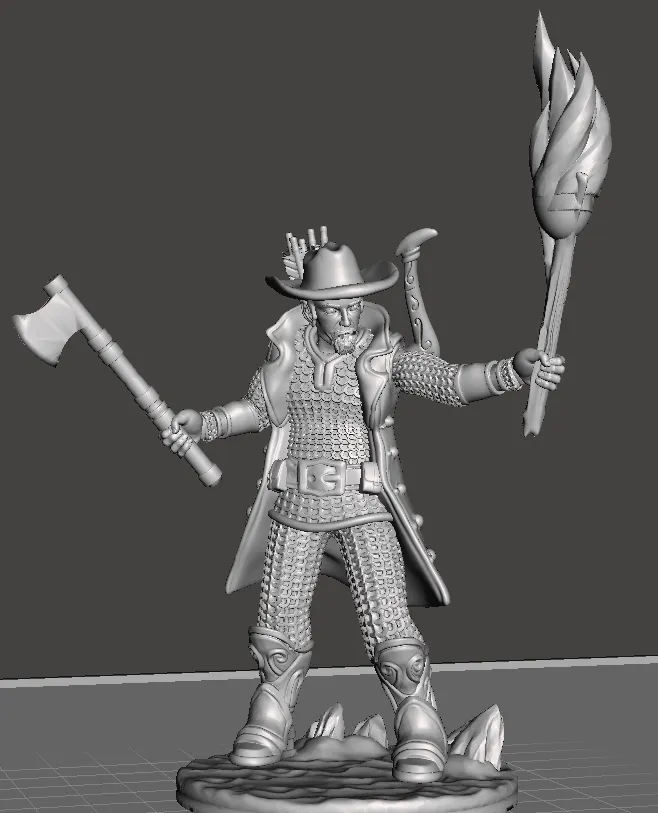 Human Ranger with axe & torch by DM WildBill | Download free STL model ...