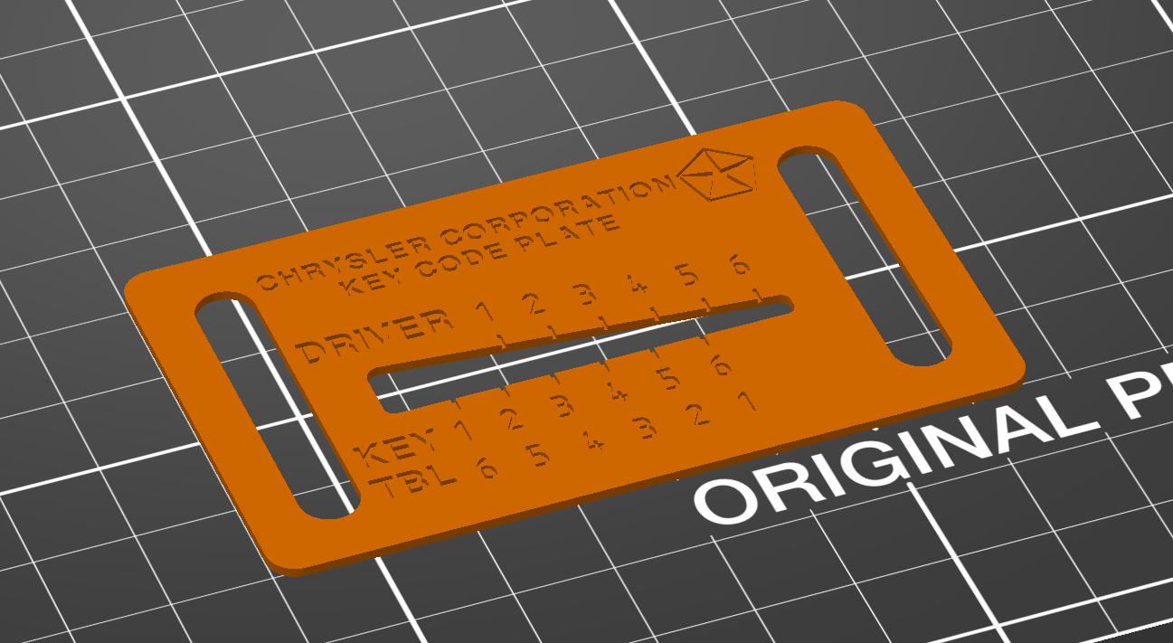 Chrysler Corporation key code plate by L7899 | Download free STL model ...